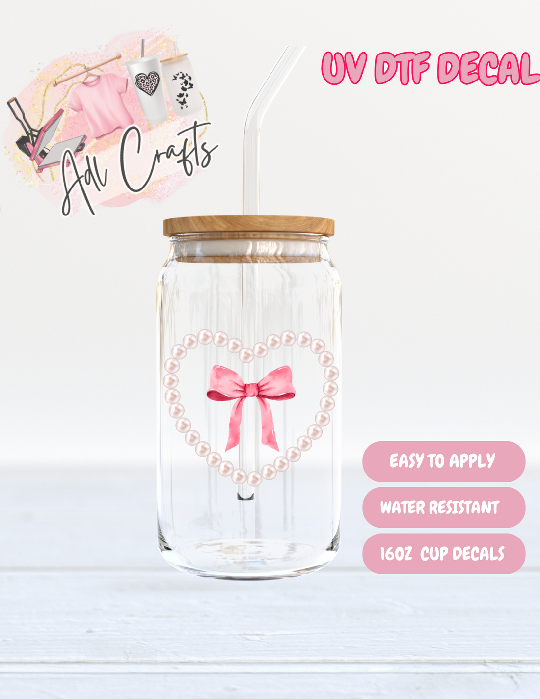 #3 Pearl Coquette Uv Dtf Decal – AdlCrafts